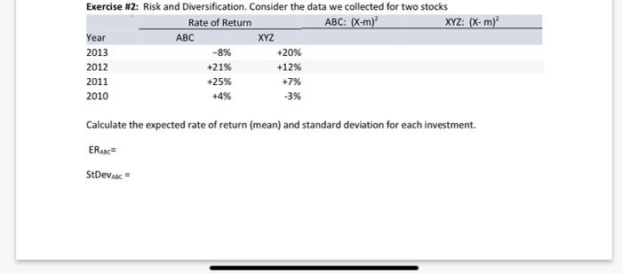 Solved Calculate the expected rate of return (mean) and | Chegg.com