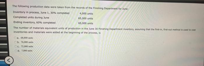 Solved Deportment M had 2,500 units 59% completed in process | Chegg.com