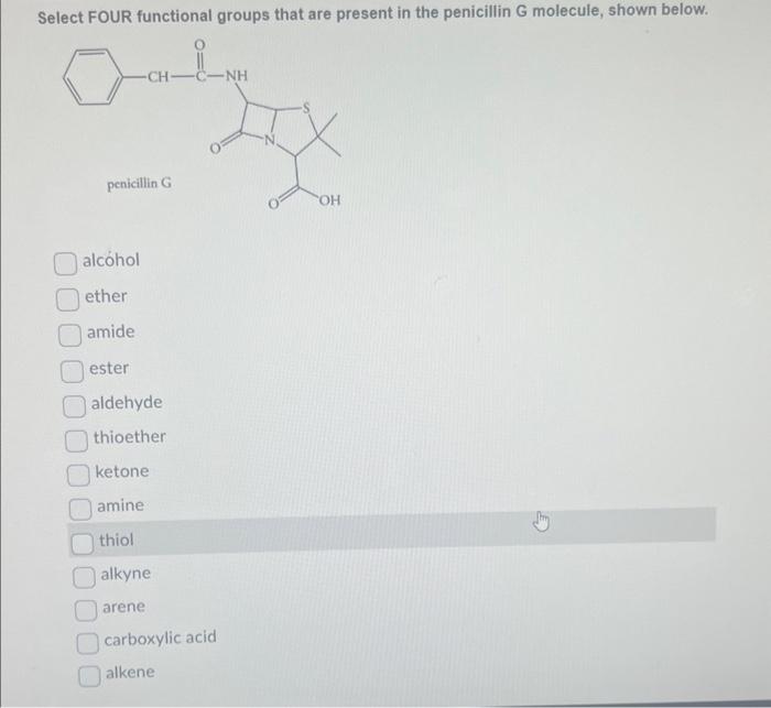 Solved Select FOUR functional groups that are present in the | Chegg.com