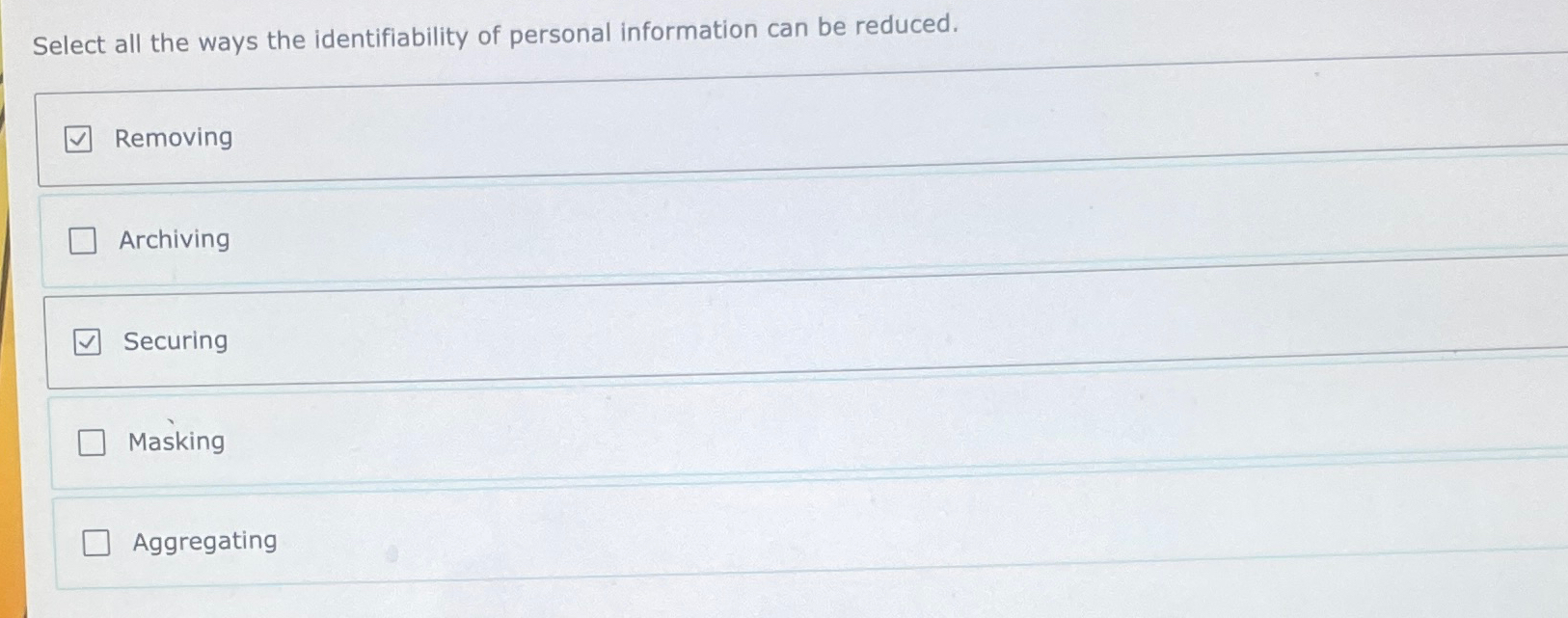 Solved Select all the ways the identifiability of personal | Chegg.com