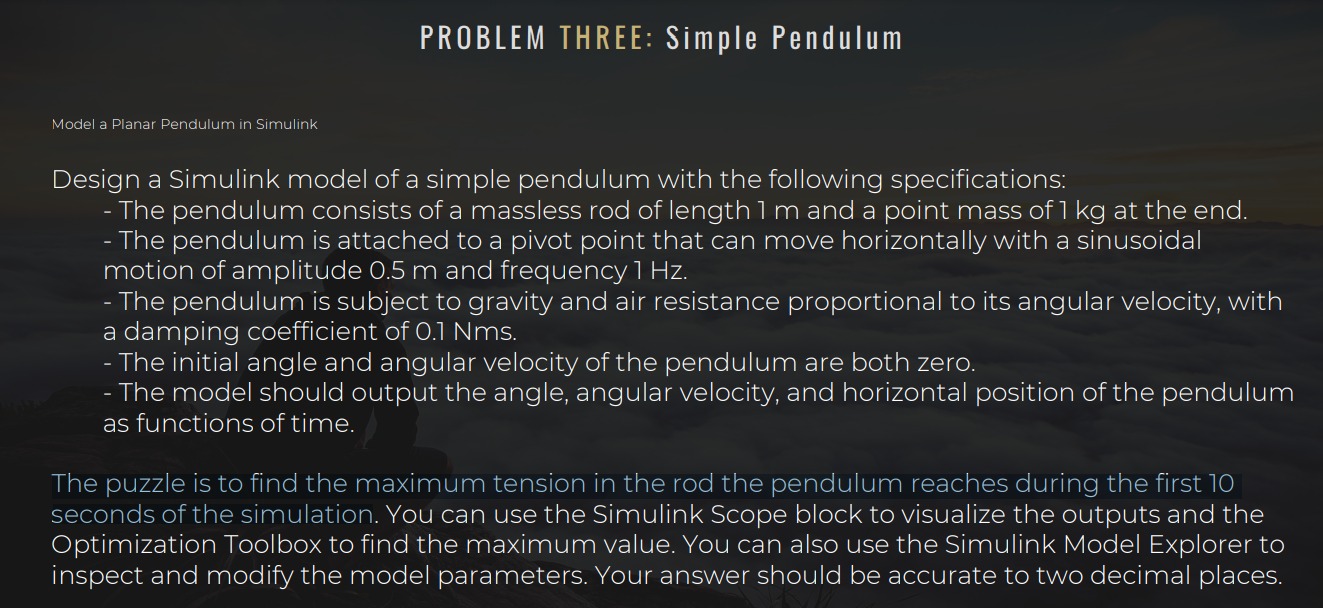Solved PROBLEM THREE: Simple PendulumModel a Planar Pendulum | Chegg.com