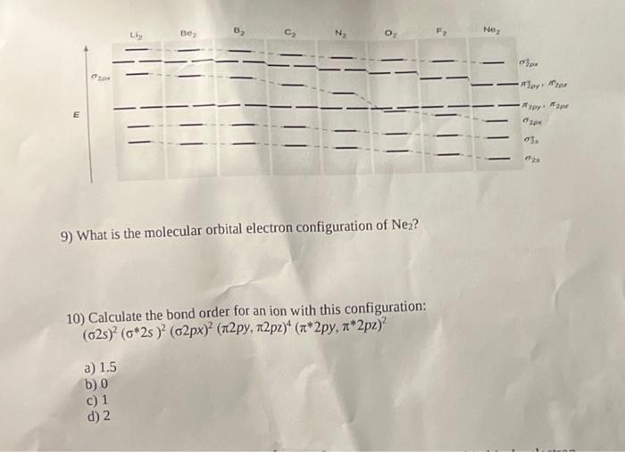 Solved 9 What Is The Molecular Orbital Electron