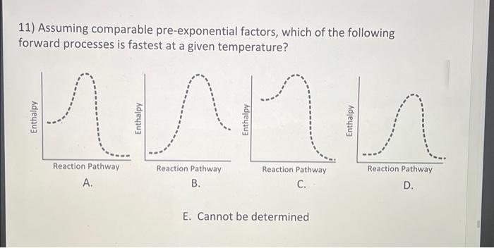 Solved 11) Assuming comparable pre-exponential factors, | Chegg.com