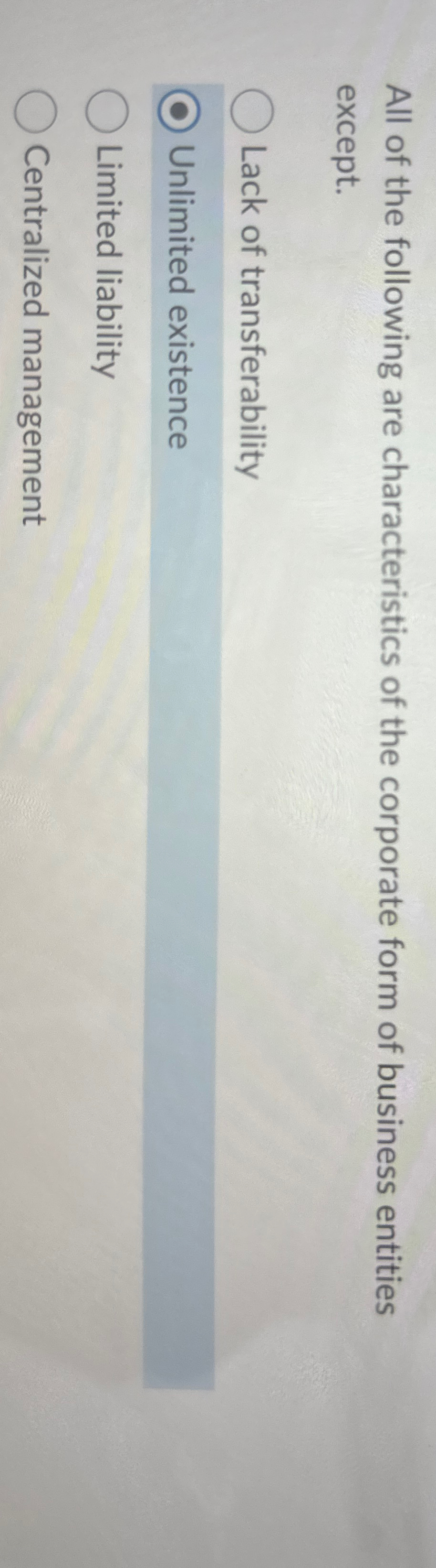 Solved All of the following are characteristics of the | Chegg.com