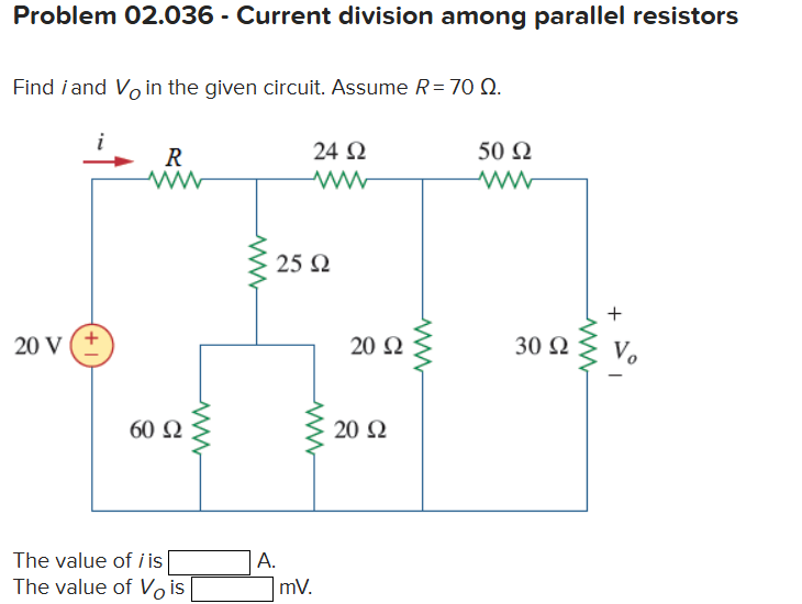 Solved Problem 02.036 - ﻿Current division among parallel | Chegg.com