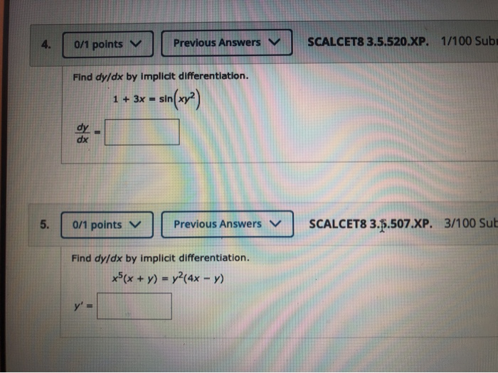 Solved 0/1 points Previous Answers SCALCET8 3.5.520.XP. | Chegg.com