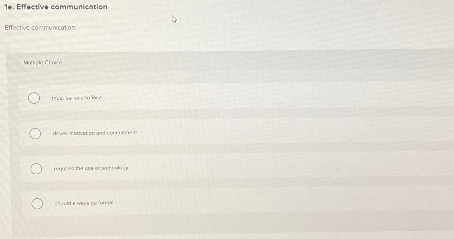Solved 1e. ﻿Effective communicationEffective | Chegg.com