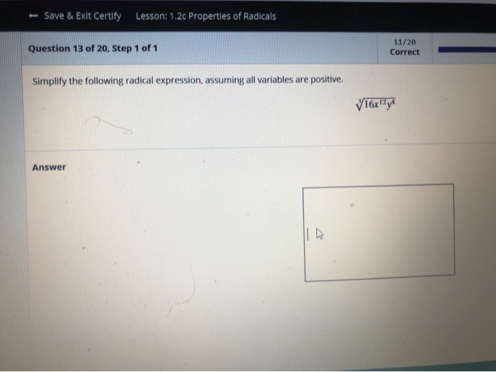 Solved - Save & Exit Certify Lesson: 1.2c Properties of | Chegg.com