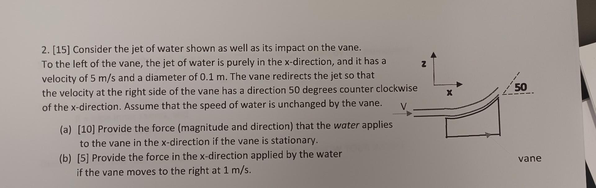 Solved 2. [15] Consider the jet of water shown as well as | Chegg.com
