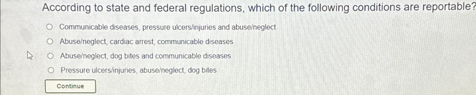 Solved According to state and federal regulations, which of | Chegg.com