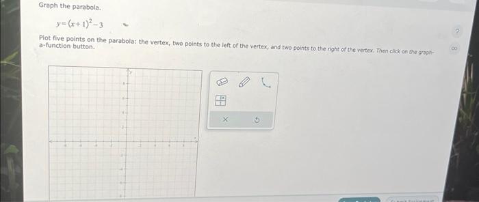 Solved Graph the parabola. y=(x+1)2−3 Plot five points on | Chegg.com