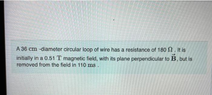 Solved A 36 cm-diameter circular loop of wire has a | Chegg.com