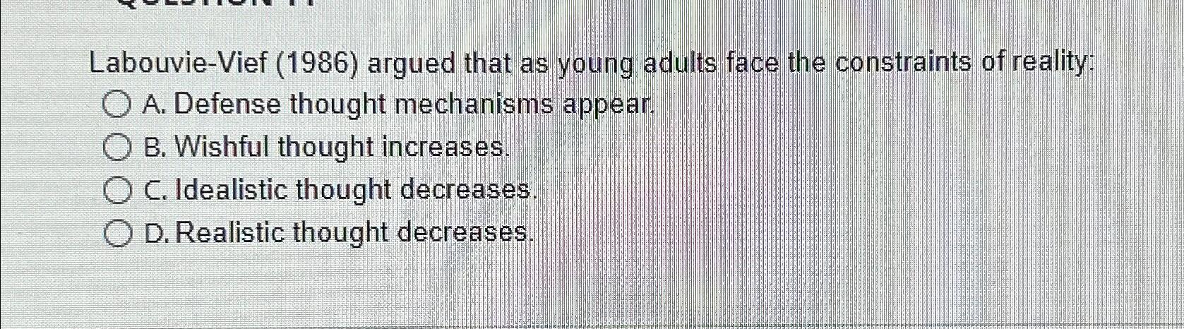 Solved Labouvie-Vief (1986) ﻿argued that as young adults | Chegg.com