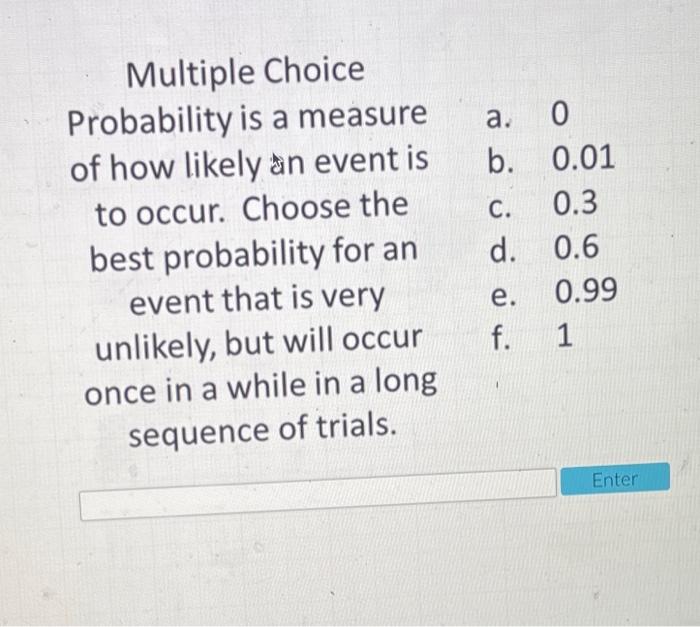 Solved Multiple Choice Probability is a measure of how | Chegg.com
