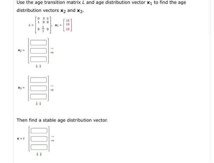Solved Use the age transition matrix L and age distribution | Chegg.com