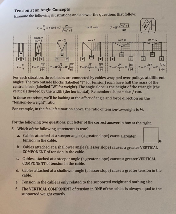 Solved Tension at an Angle Concepts Examine the following | Chegg.com