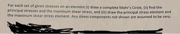 Solved For each set of given stresses on an element (i) draw | Chegg.com