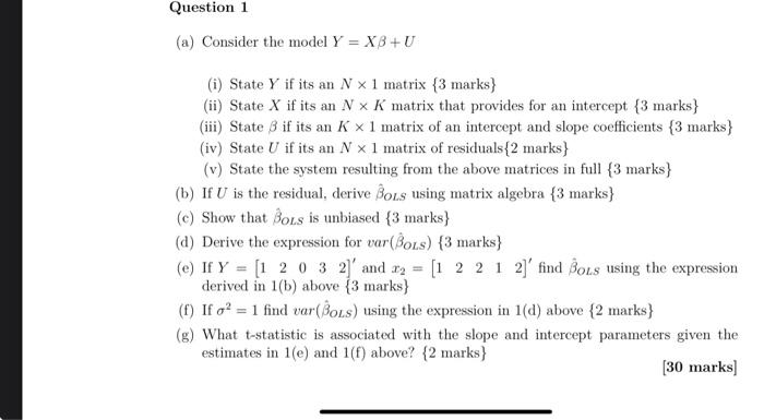 Solved please help solve the follwing econometrics question | Chegg.com
