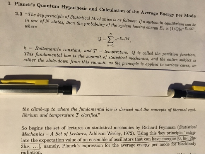 Solved 3. Planck's Quantum Hypothesis and Calculation of the | Chegg.com