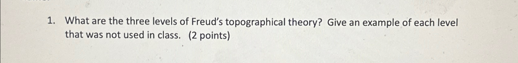 Solved What are the three levels of Freud's topographical | Chegg.com