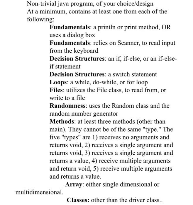 Solved i need ideas to write a program that includes at | Chegg.com