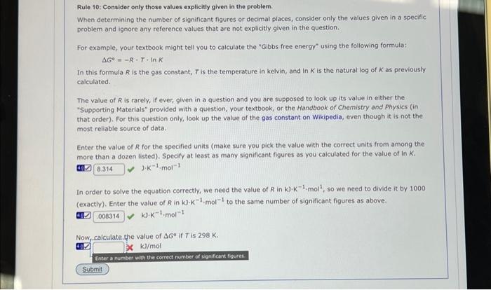 Rule 10: Consider only those values explicitly given | Chegg.com