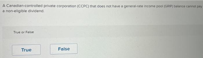 Solved A Canadian-controlled private corporation (CCPC) that | Chegg.com