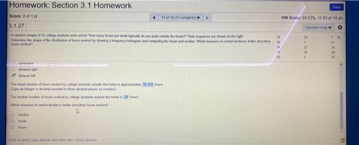 Homework Section 3 1 Homework Save Hw Score 52