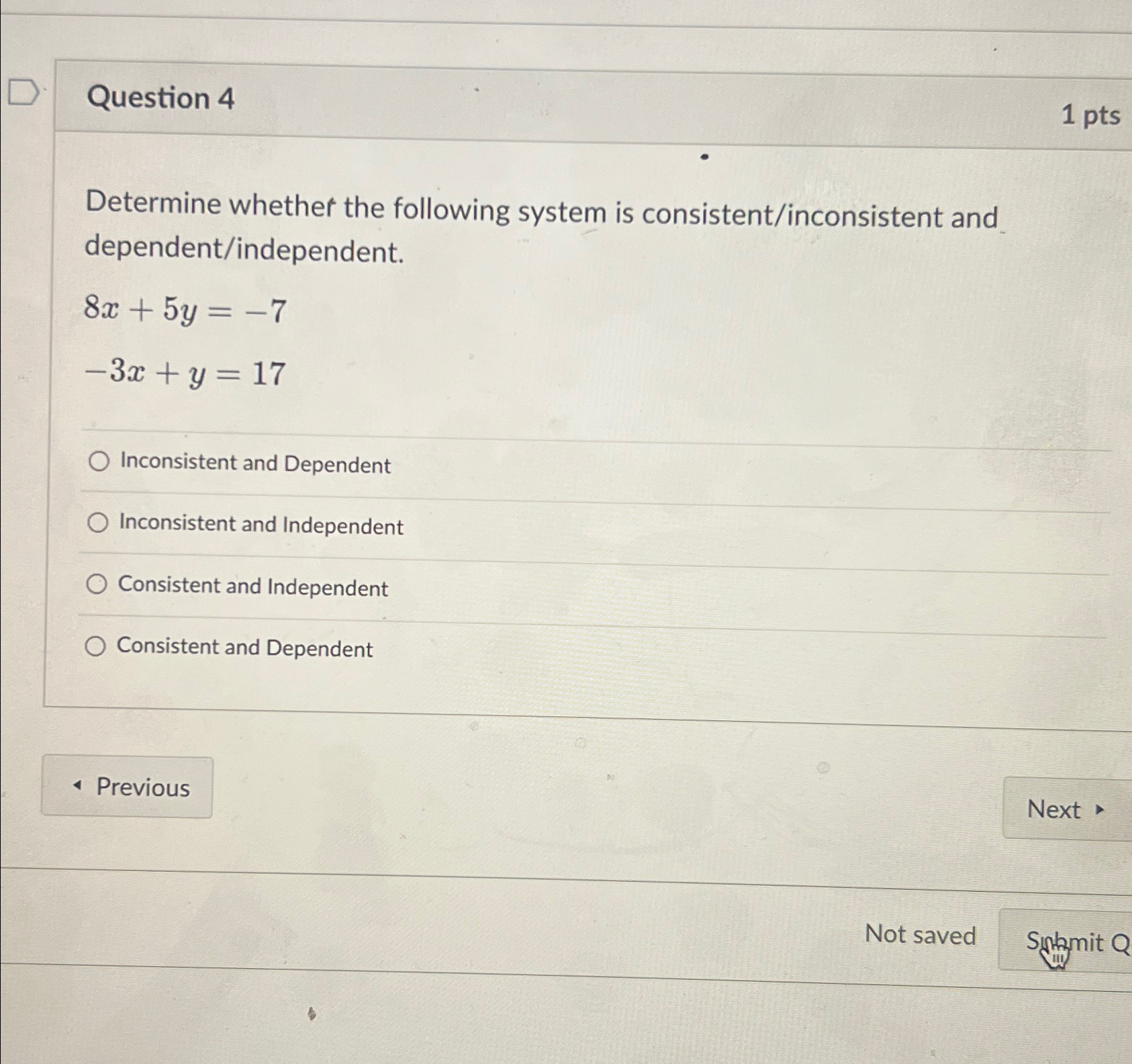 Solved Question 41 ﻿ptsDetermine whether the following | Chegg.com