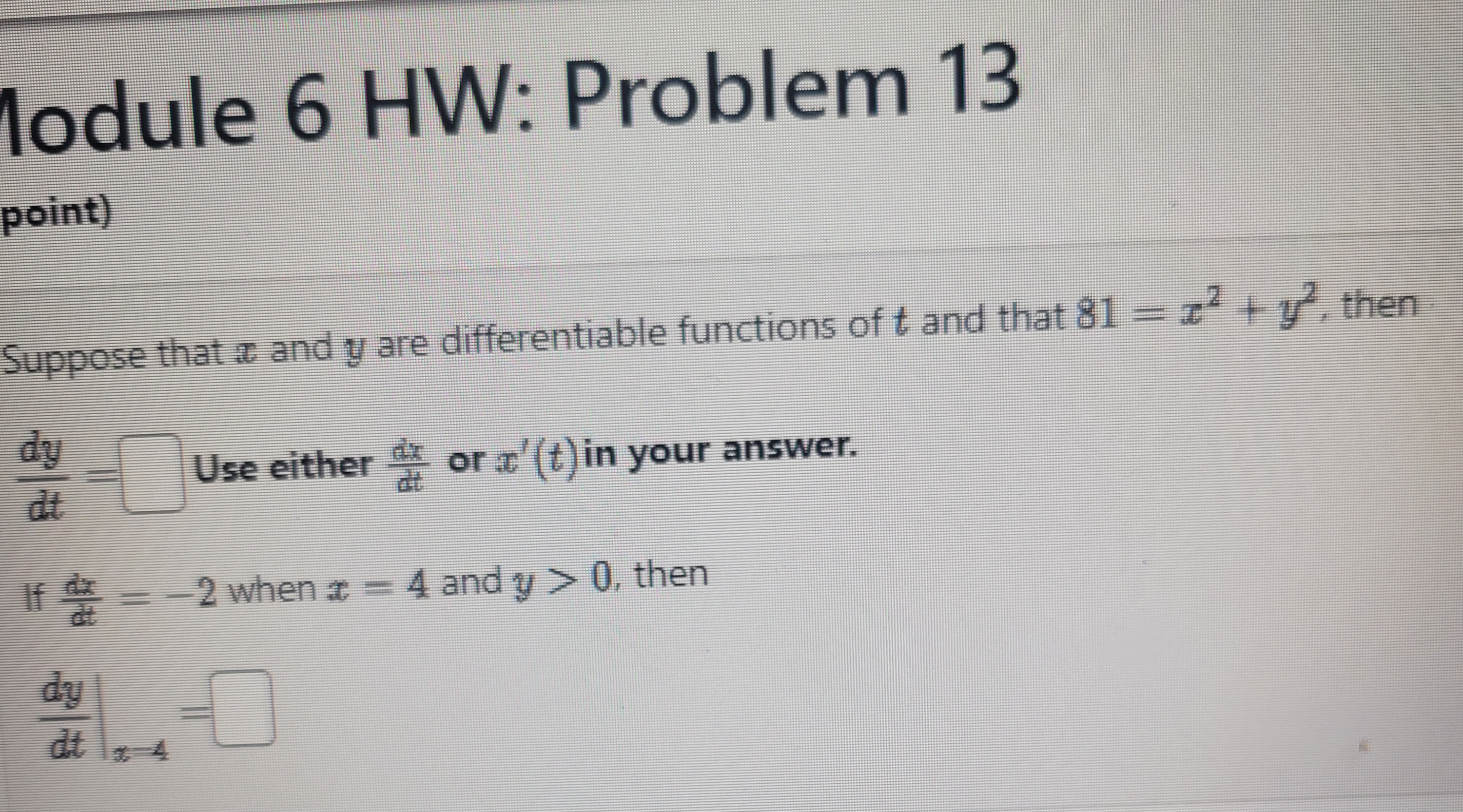 Solved Module 6 HW: Problem 11(1 ﻿point)A 4 ﻿foot tall | Chegg.com