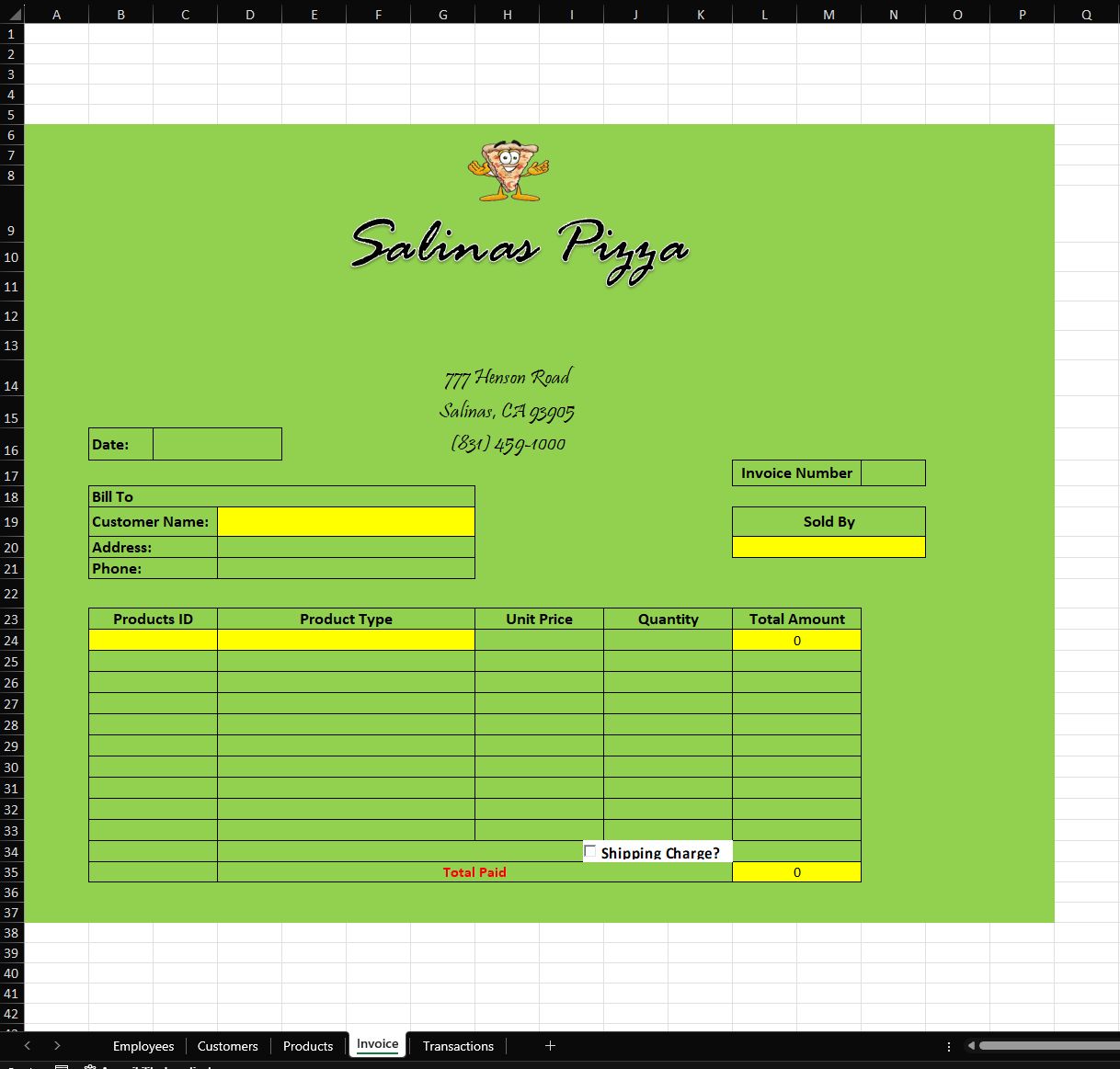 Solved 1. ﻿Redesign the Invoice Worksheet. Then you are | Chegg.com