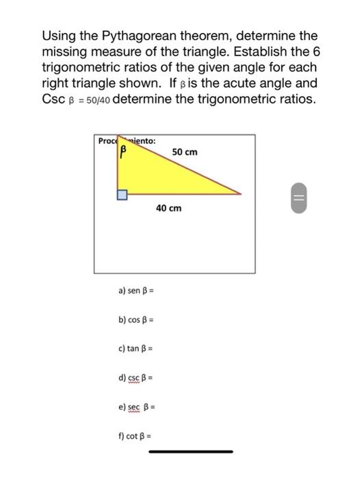 Solved Using the Pythagorean theorem, determine the missing | Chegg.com