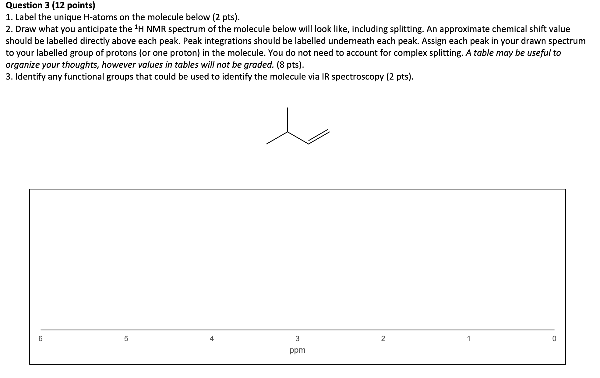 Solved Question 3 (12 ﻿points) 1. ﻿Label the unique H -atoms | Chegg.com