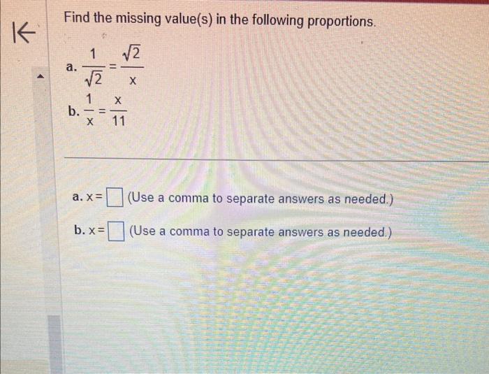 Solved Find the missing value(s) in the following | Chegg.com