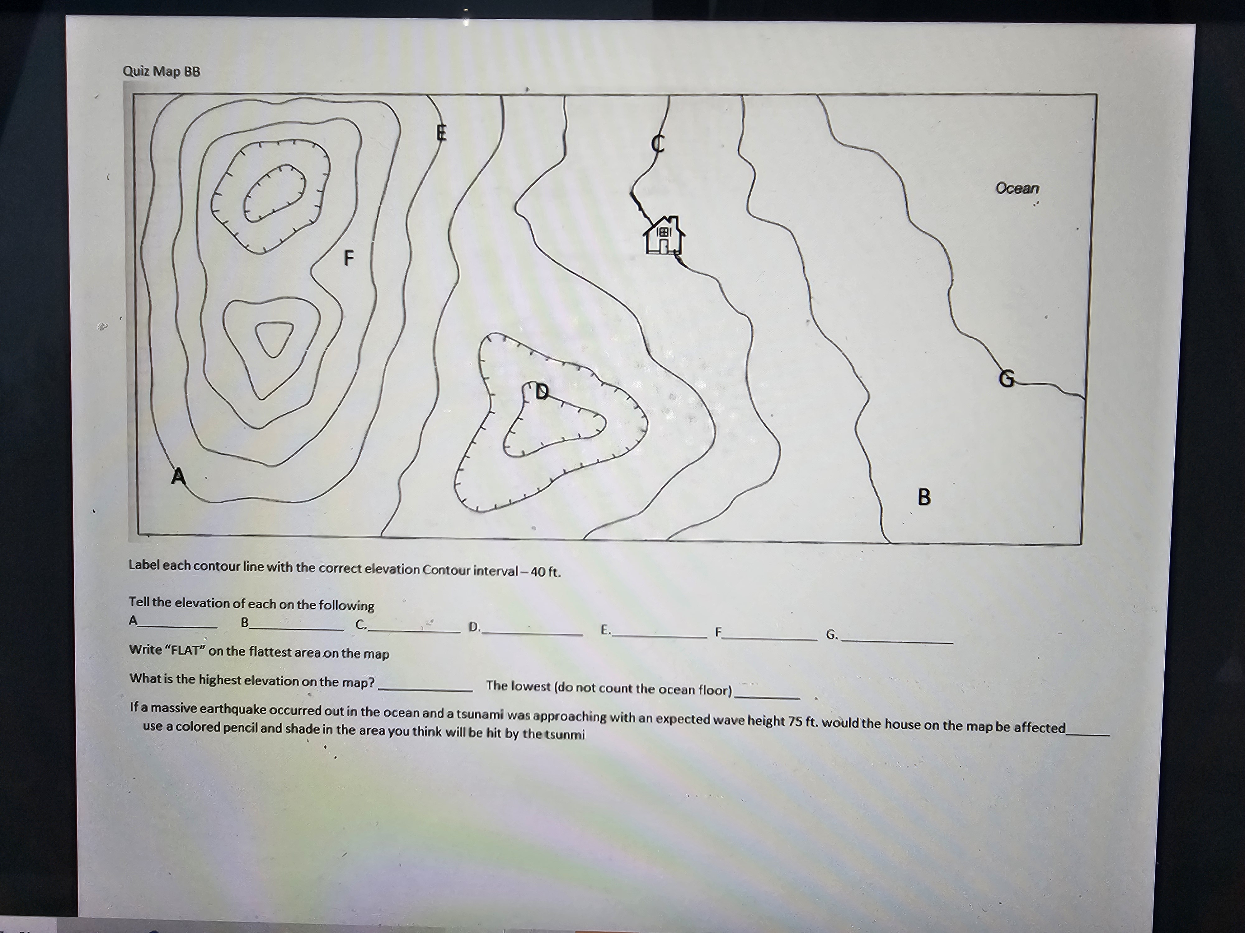 Solved Label each contour line with the correct elevation | Chegg.com