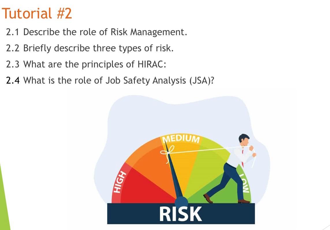 Solved Tutorial #22.1 ﻿Describe the role of Risk | Chegg.com
