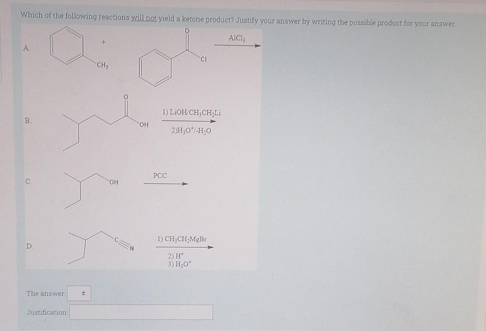 Solved Which of the following reactions will not yield a | Chegg.com