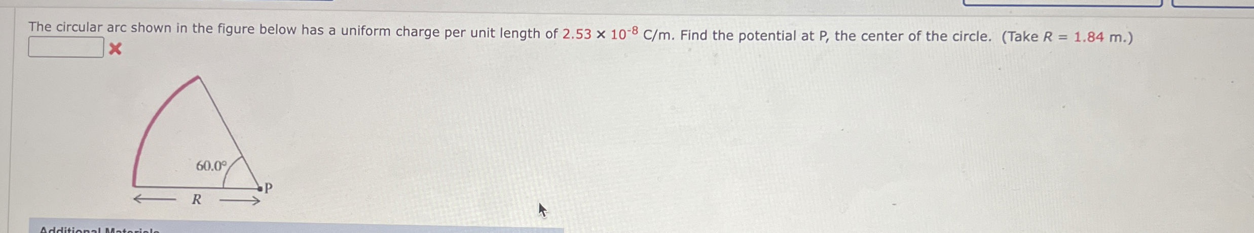 Solved The circular arc shown in the figure below has a | Chegg.com