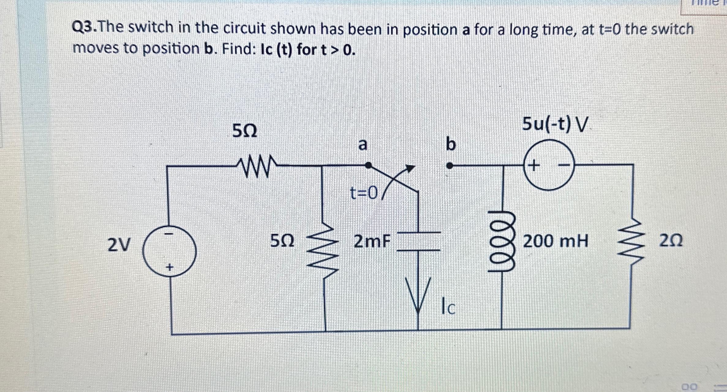 Solved Q3.The switch in the circuit shown has been in | Chegg.com