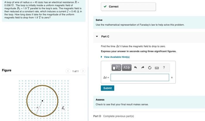 Solved A loop of wire of radius a=45 mm has an electrical | Chegg.com