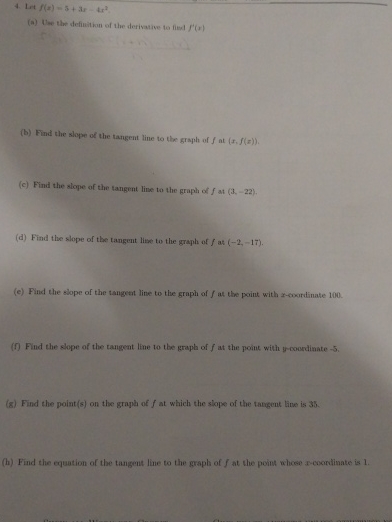 Solved Lit f(x)=5+3x-4x2(a) ﻿the ther definition of the | Chegg.com