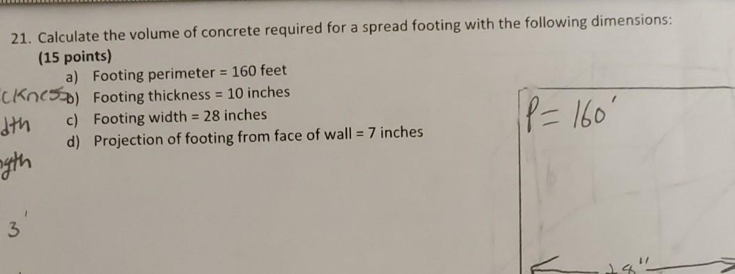 Solved 21. Calculate the volume of concrete required for a | Chegg.com