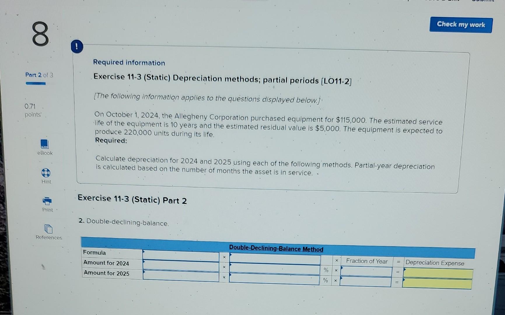 Solved Required information Exercise 11-3 (Static) | Chegg.com