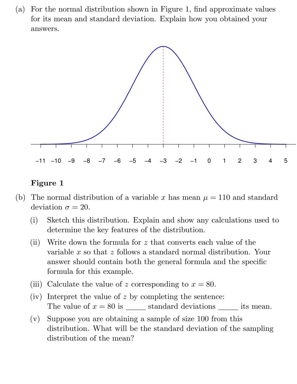 Solved (a) For the normal distribution shown in Figure 1, | Chegg.com