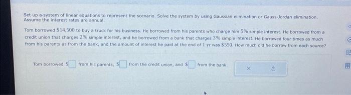 Solved Set up system of linear eqautions to represent the | Chegg.com