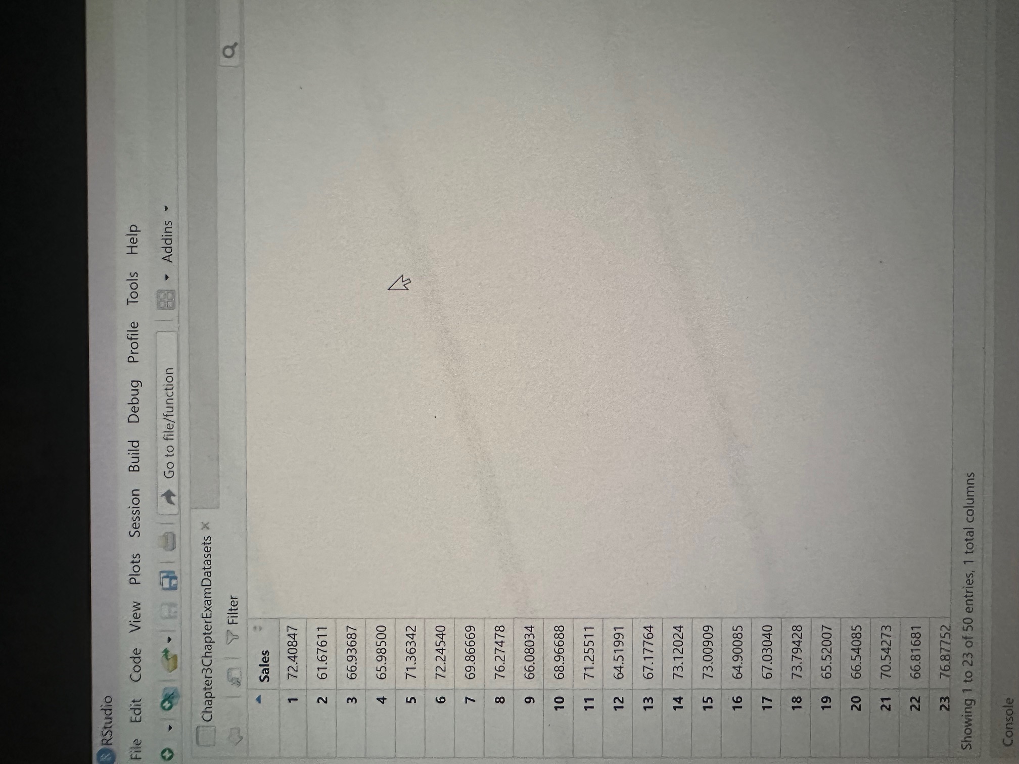 Solved Use the Chapter3ChapterExamDataset and | Chegg.com
