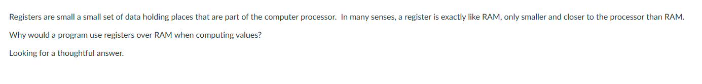 Solved Registers are small a small set of data holding | Chegg.com