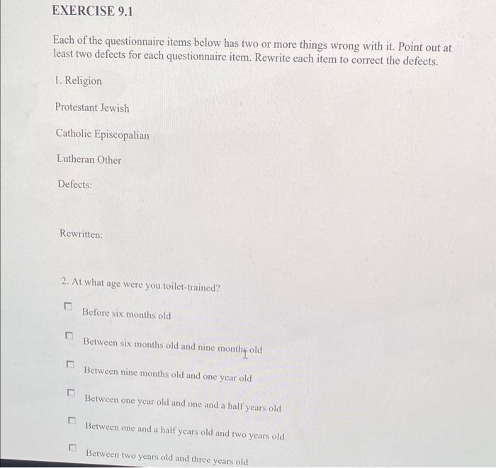 Solved Each of the questionnaire items below has two or more | Chegg.com