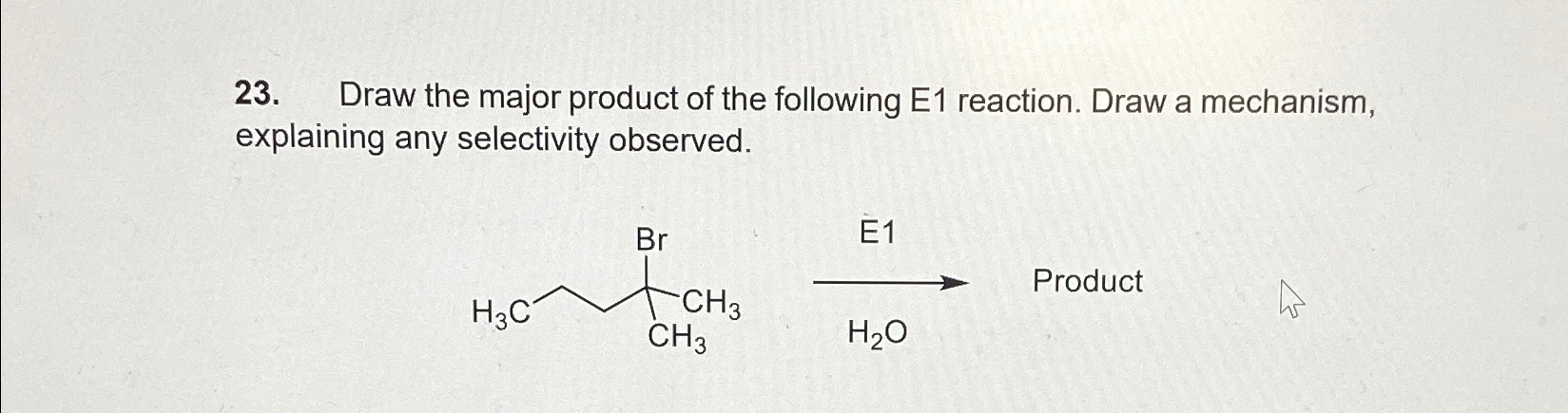 Solved Draw the major product of the following E1 ﻿reaction. | Chegg.com