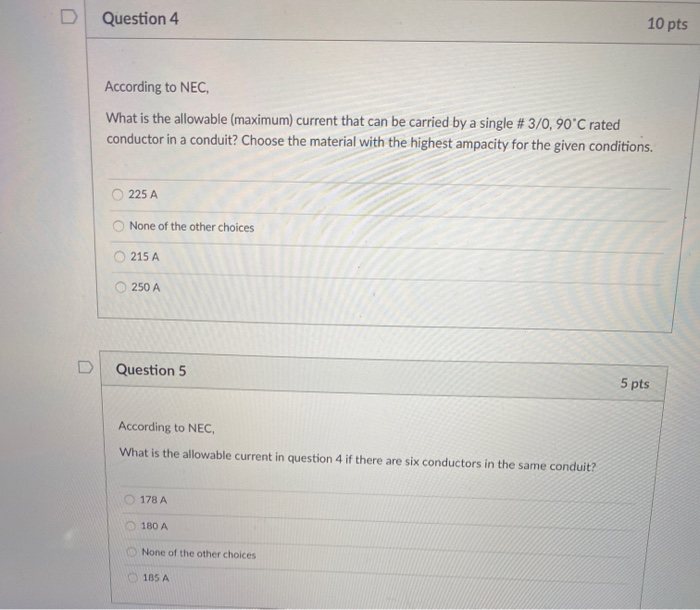 Solved Question 4 10 pts According to NEC What is the | Chegg.com